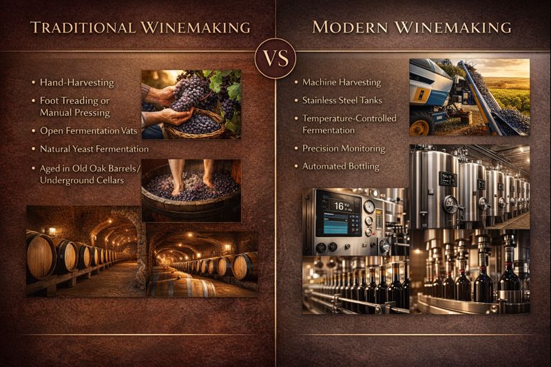 Traditional vs Modern Winemaking Techniques Comparison